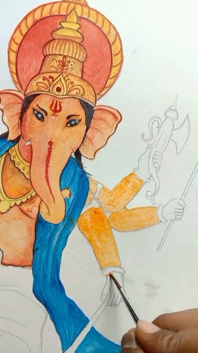 Ganesh chaturthi drawing/watercolour painting #shorts - YouTube
