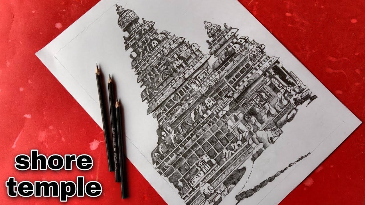 How to draw mahabalipuram temple | shore temple drawing - YouTube