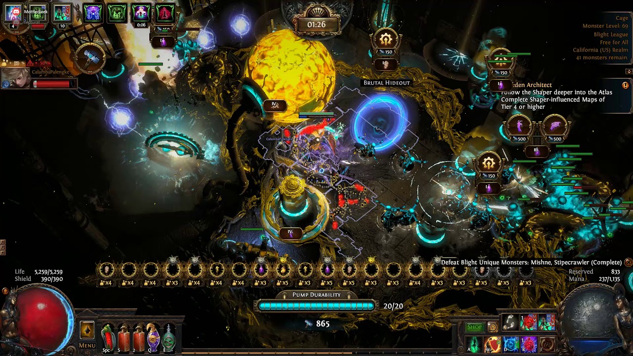 Path of Exile Blight Spectre Witch Blighted T2 Cage Map Run w Party 1 ...