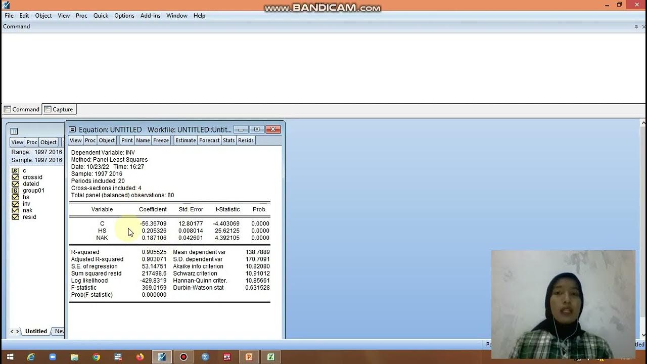 Analisis Regresi Data Panel dengan Eviews 9 (Tugas Statistik Multivariat) - YouTube