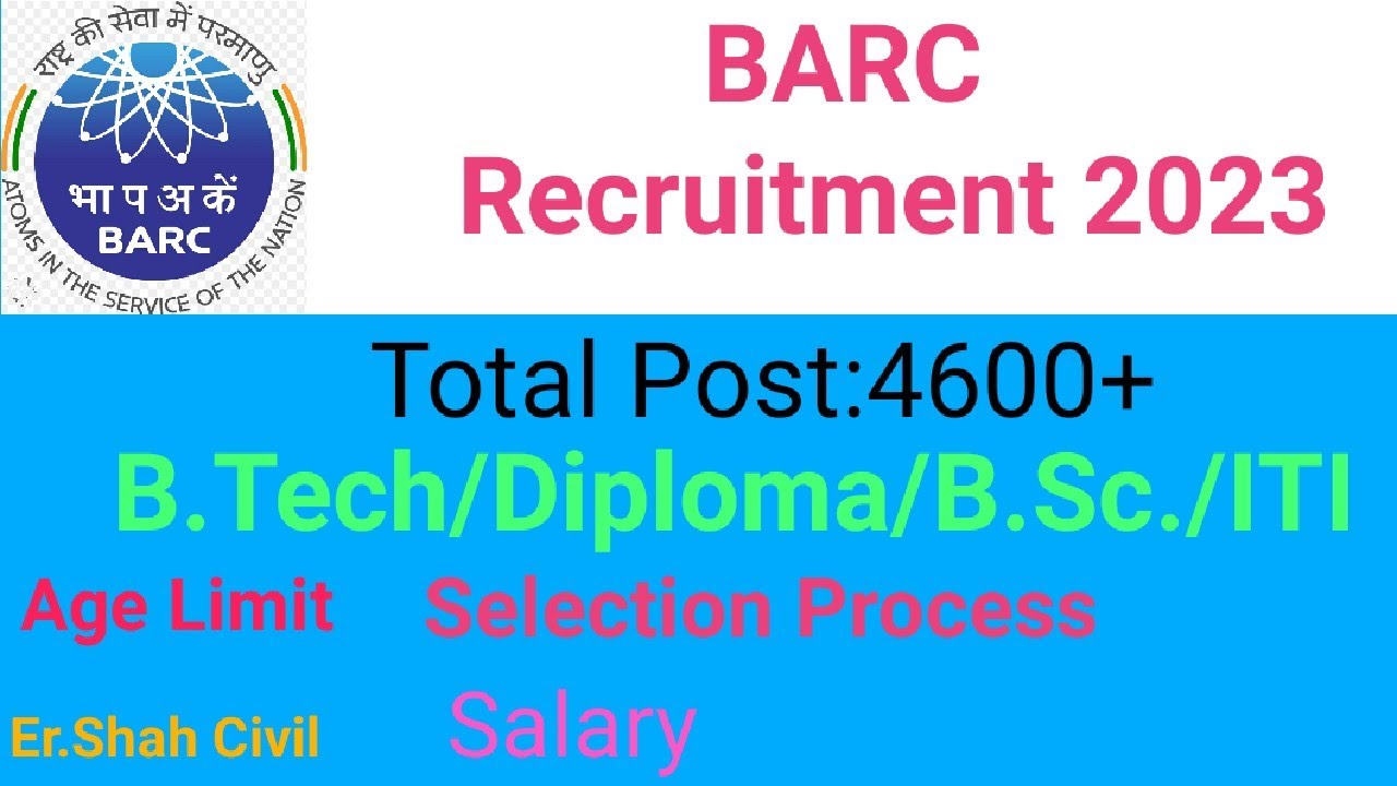 BARC Recruitment 2023|Technical Officer|Technician|B Tech|Diploma|ITI ...