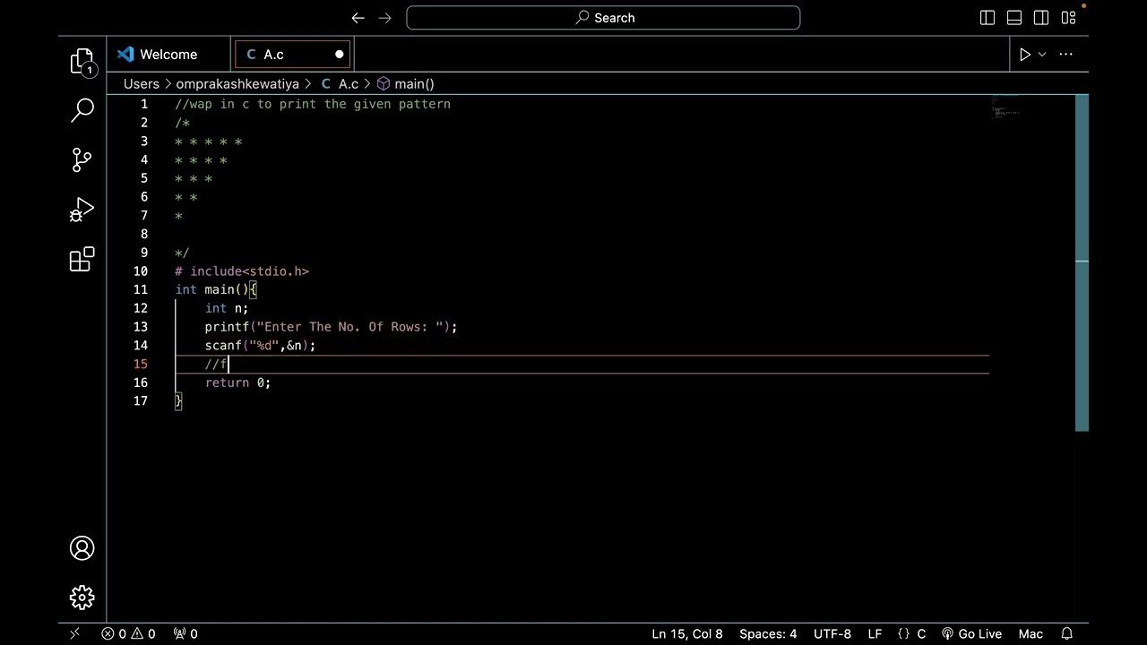 c-programming pattern ||star pattern || #coding ||#cprogramming - YouTube