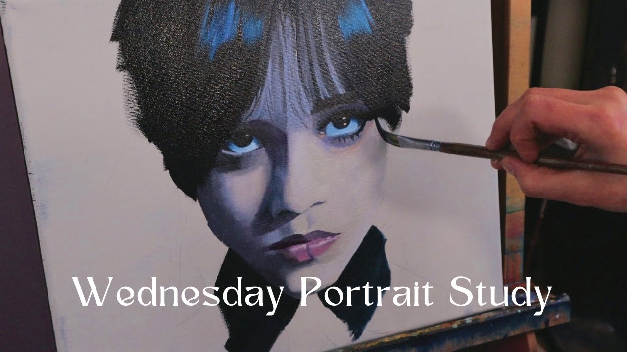 Wednesday Addams Oil Portrait Painting - YouTube