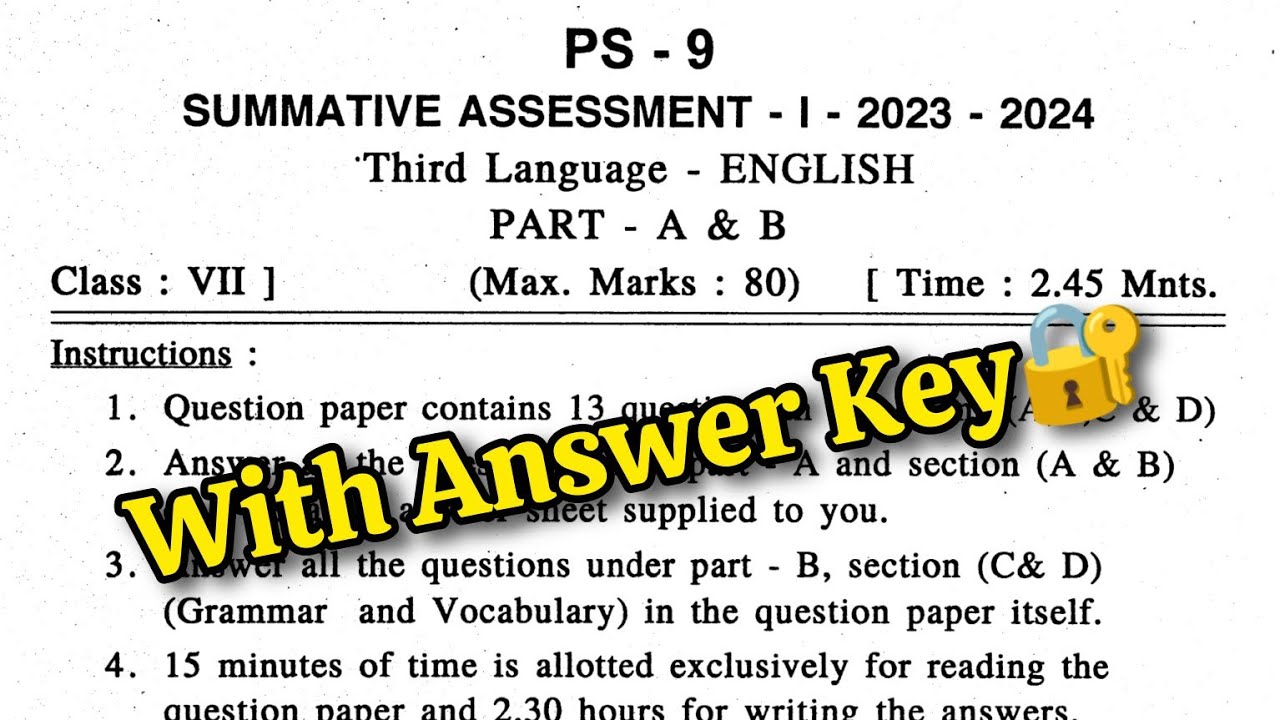 Class 7th SA1 ENGLISH Question Paper Answer Previous Year 7th SA 1 class-7th-sa1-english-question-paper-answer-previous-year-7th-sa-1