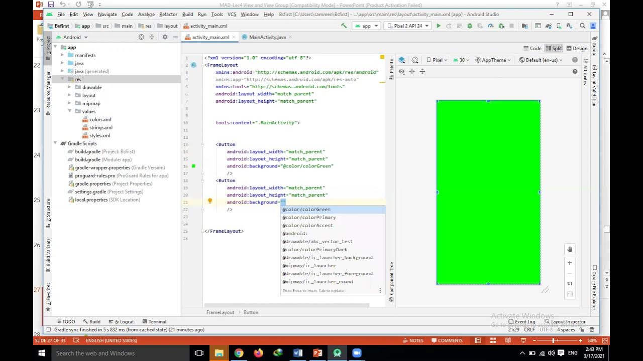 Layouts In Android Lecture 06 Mad Samreen Razzaq Computing Spectrum Youtube