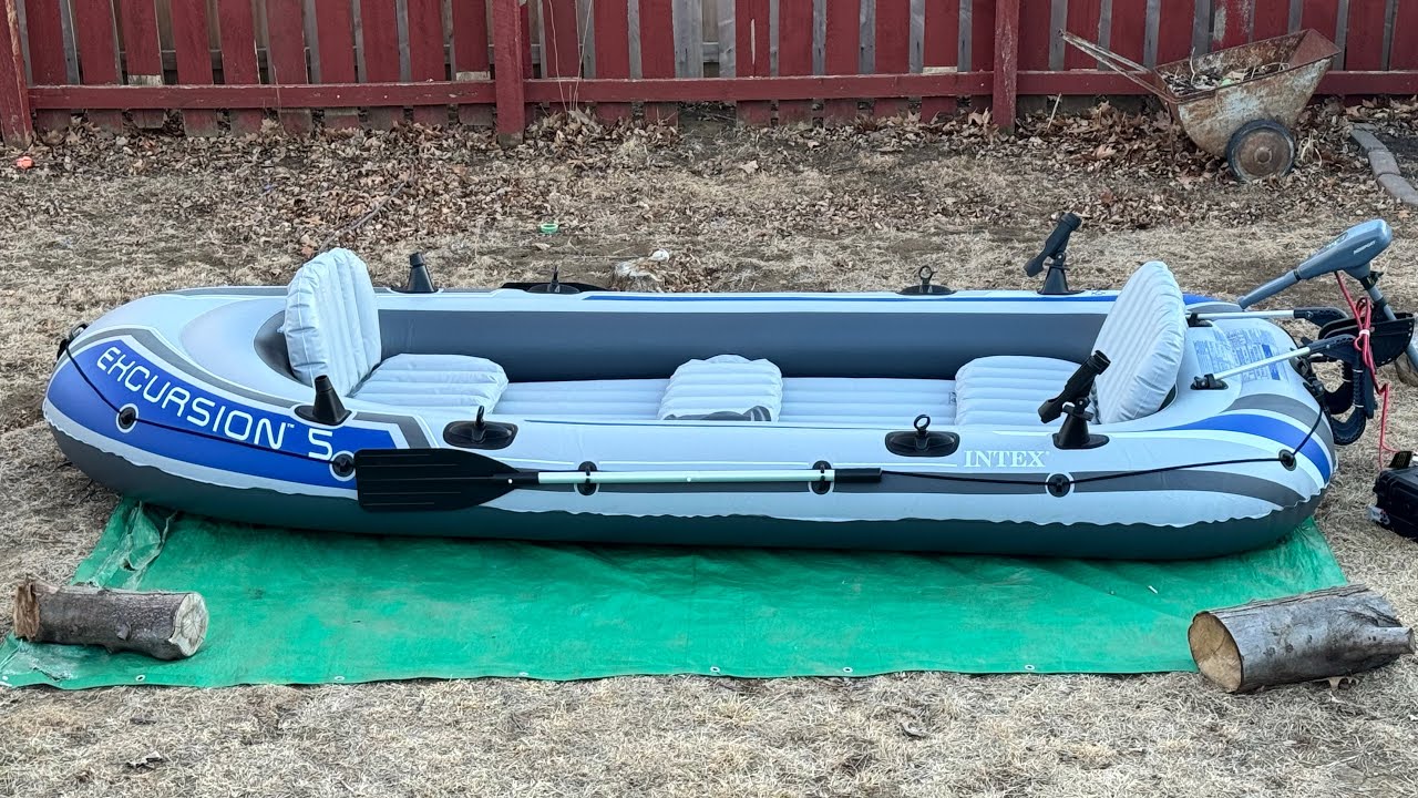 Intex Excursion 5 Inflatable 5 Person Boat - YouTube