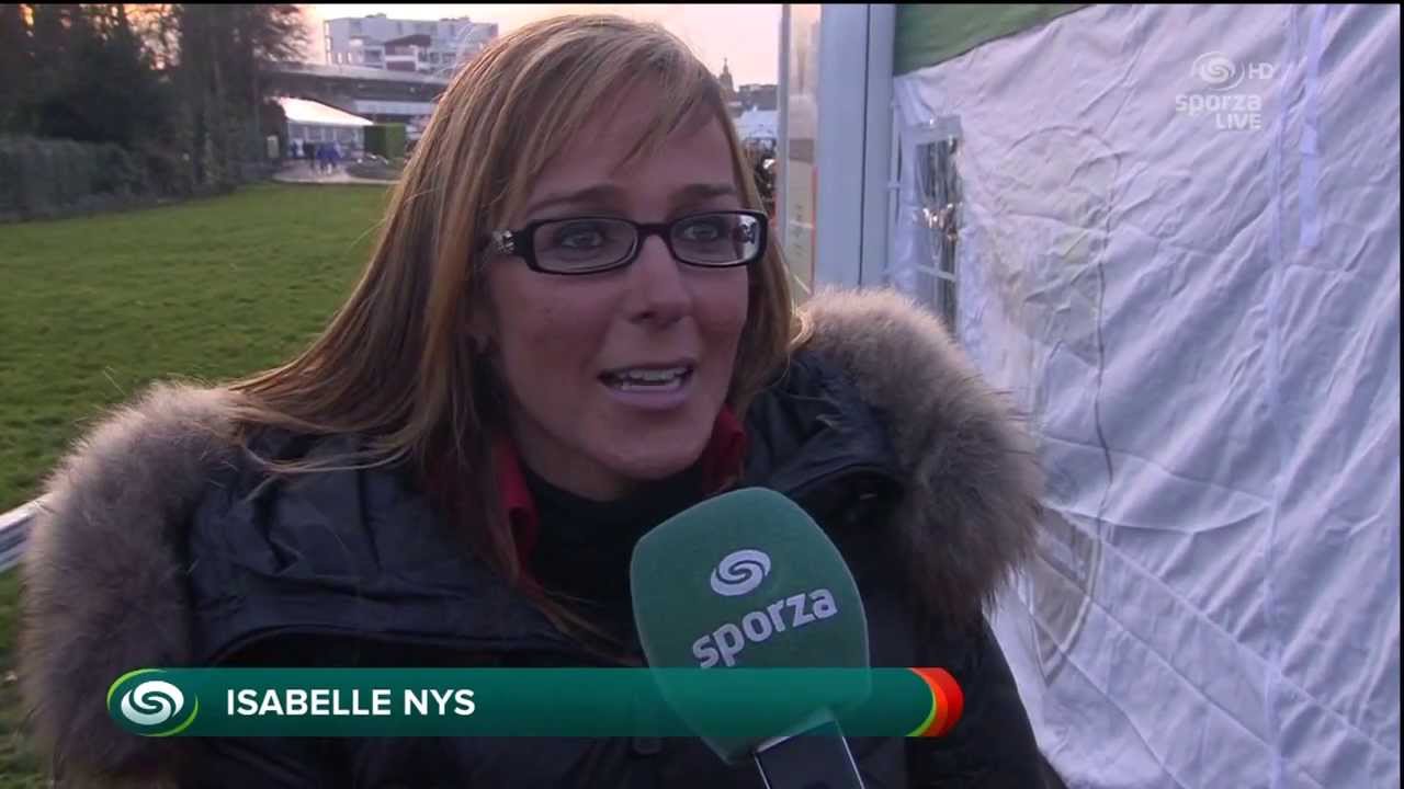 Isabelle Nijs wenst Sven Nys proficiat met zijn 9de Belgische titel ...