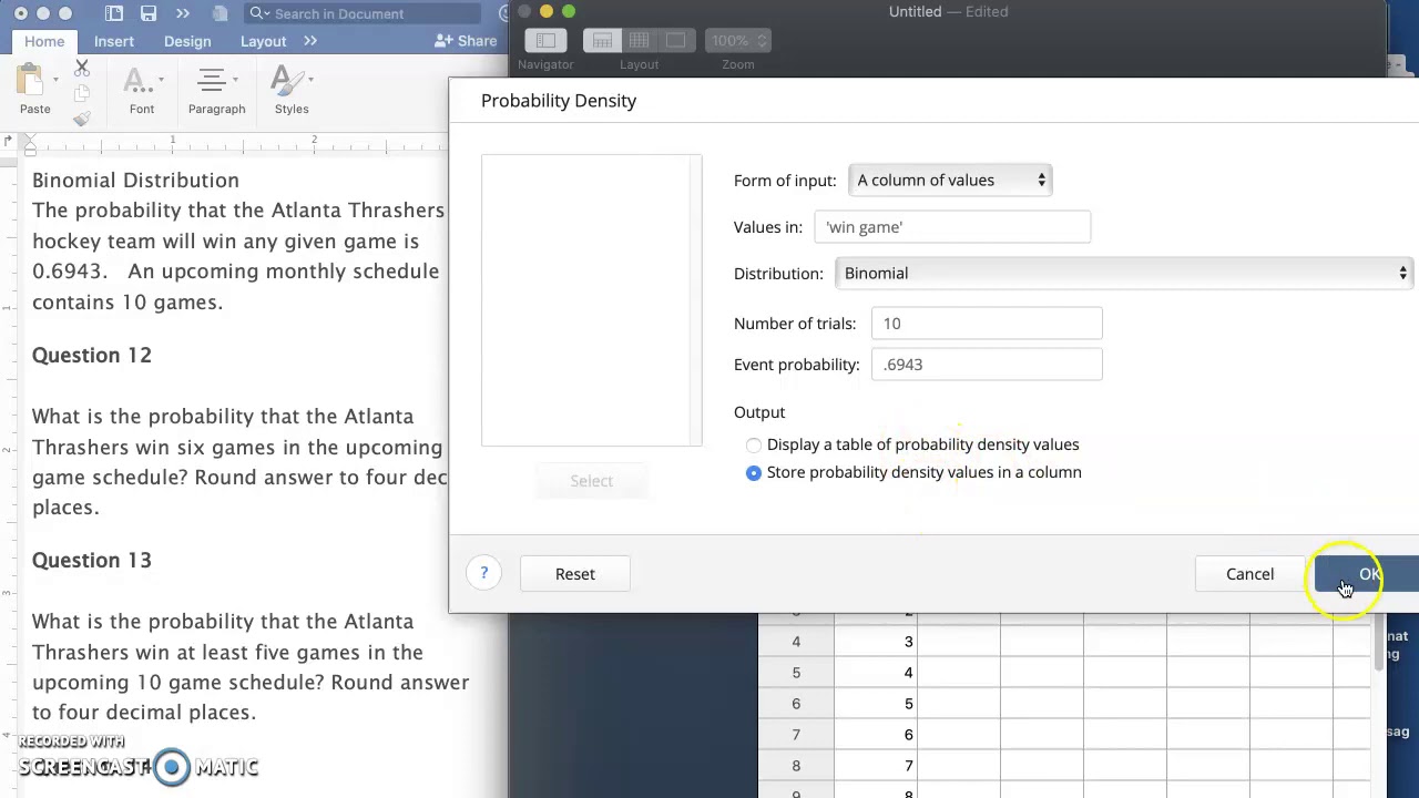 binomial distribution example minitab mac - YouTube