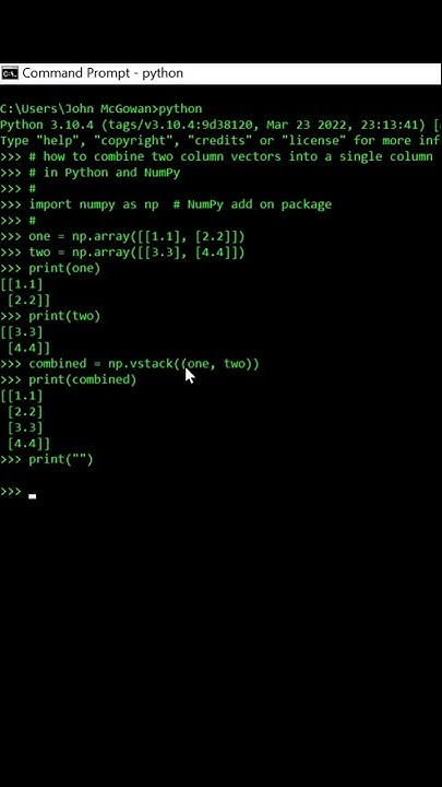 [Python] How to Combine Two Column Vectors into a Single Column Vector ...