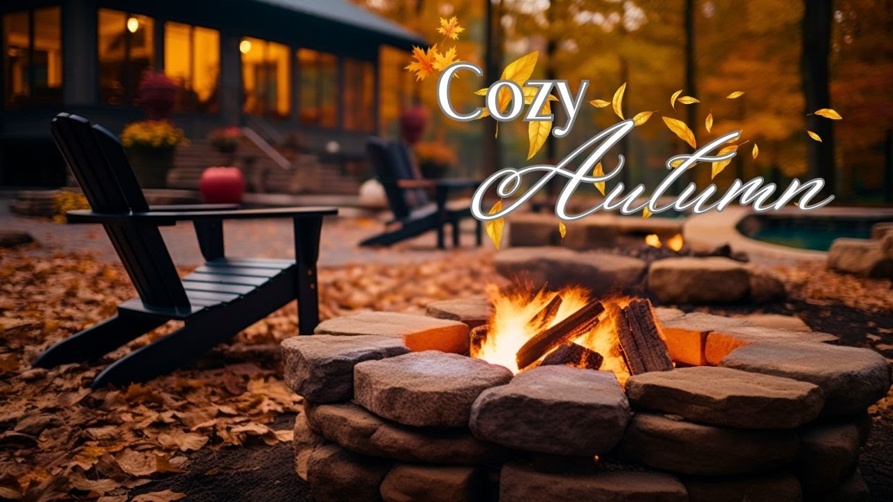 Cozy Fall Ambience | Fall Afternoon & Crackling Fire, Relaxing Porch and Falling Leaves - YouTube