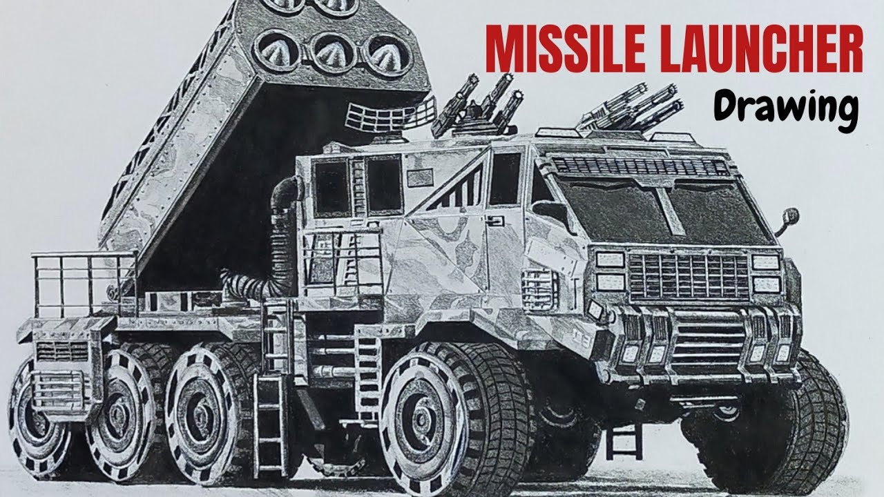 ARMY MISSILE LAUNCHER TRUCK DRAWING || DRAW ANTI-AIRCRAFT BALLISTIC ...