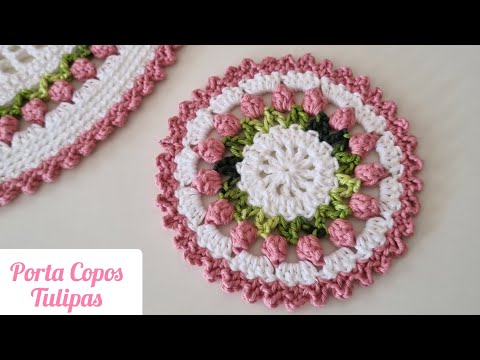 PORTA COPOS TULIPAS passo a passo simples 🌷