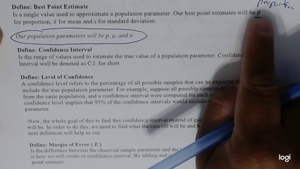 Confidence Interval for Population Mean and Proportion Part 1 - YouTube