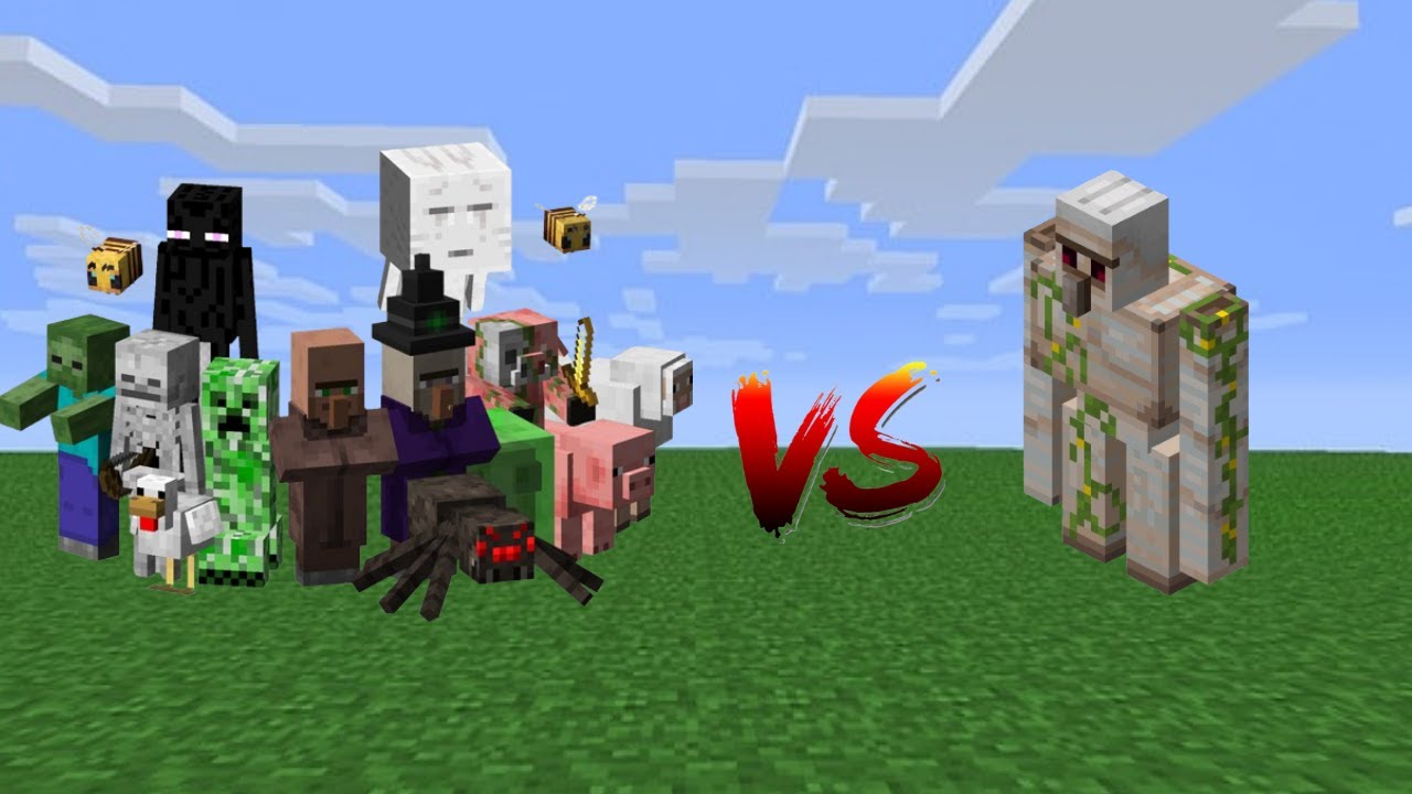 iron golem vs all mobs - minecraft mob batle - YouTube