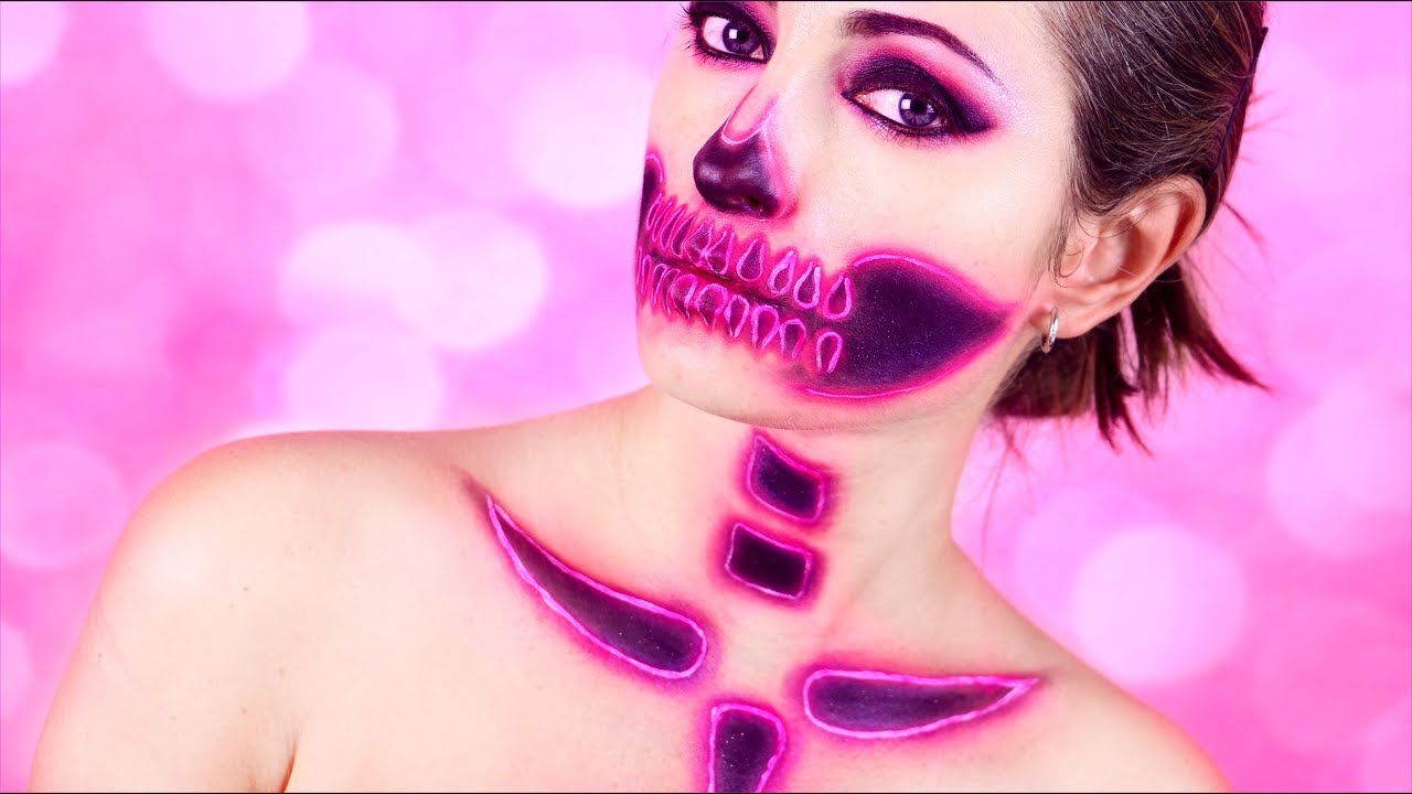 NEON SKULL HALLOWEEN MAKEUP TUTORIAL / HalloweenXTRA 13 (2017) - YouTube