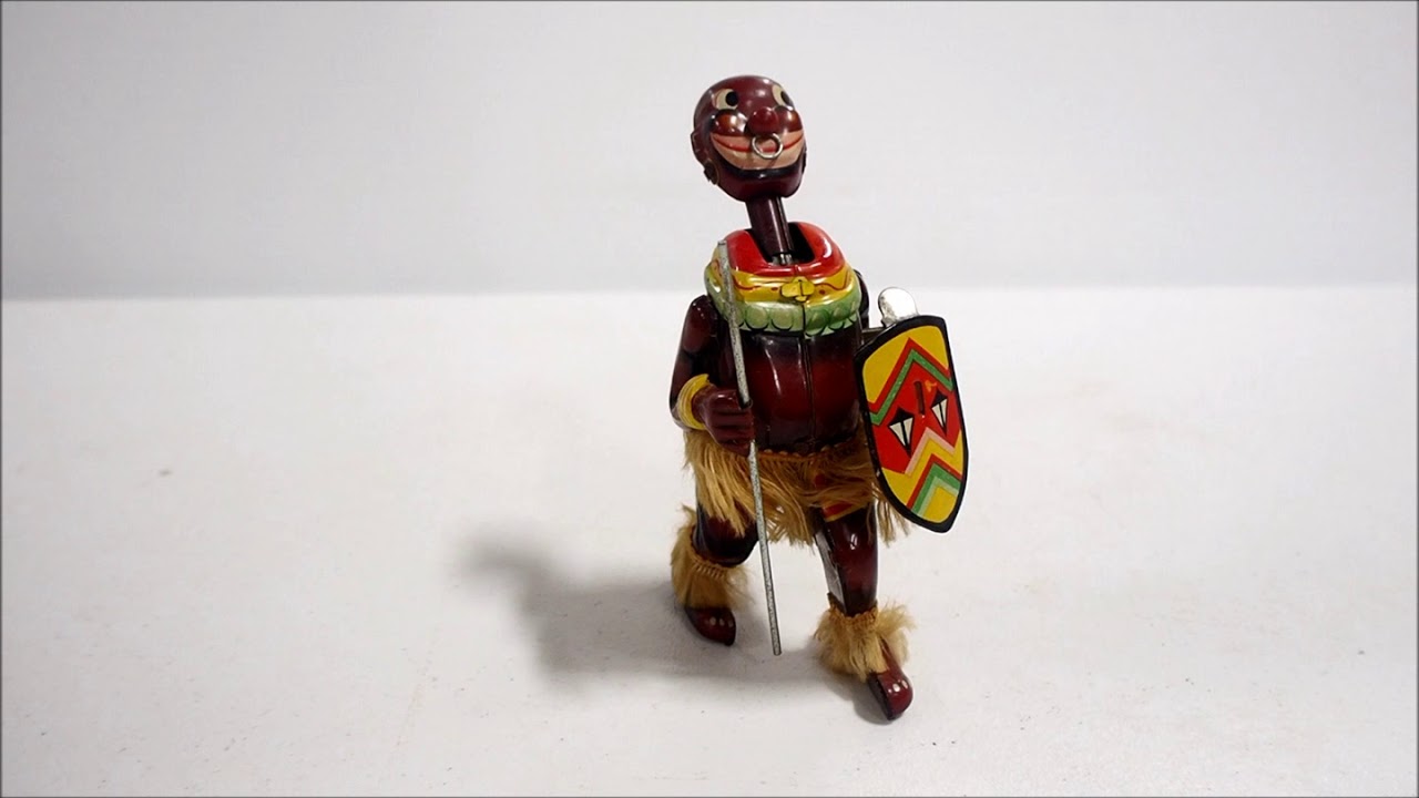 Lot 125: Vintage Pango Pango African Dancer Wind Up Tin Toy, Head Moves ...