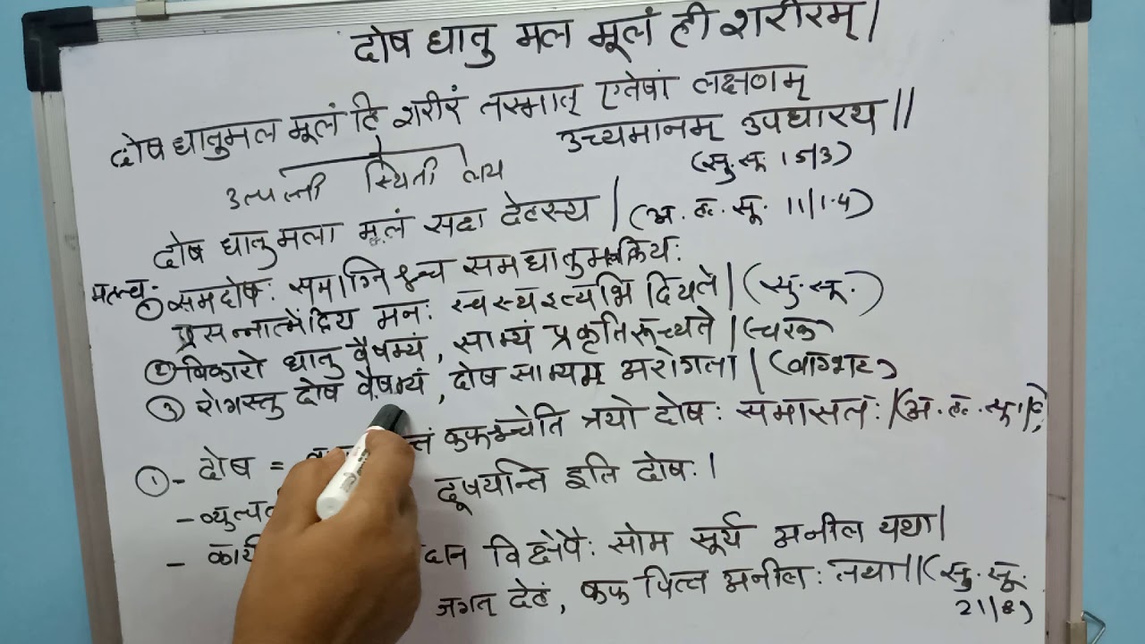 DOSH DHATU MALA MULAM HI SADA DEHASYA - YouTube