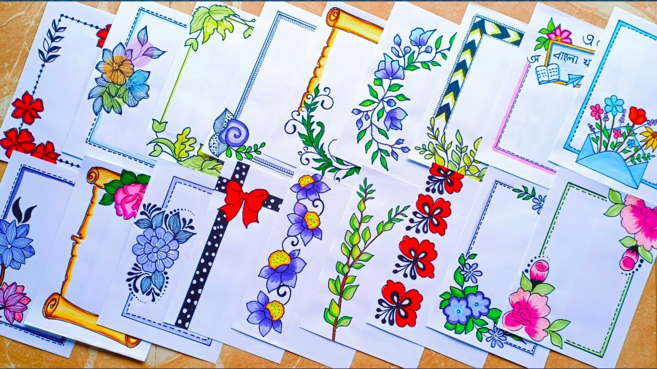 20 BEAUTIFUL BORDER DESIGNS/PROJECT WORK DESIGNS/A4 SHEET/FILE/FRONT ...
