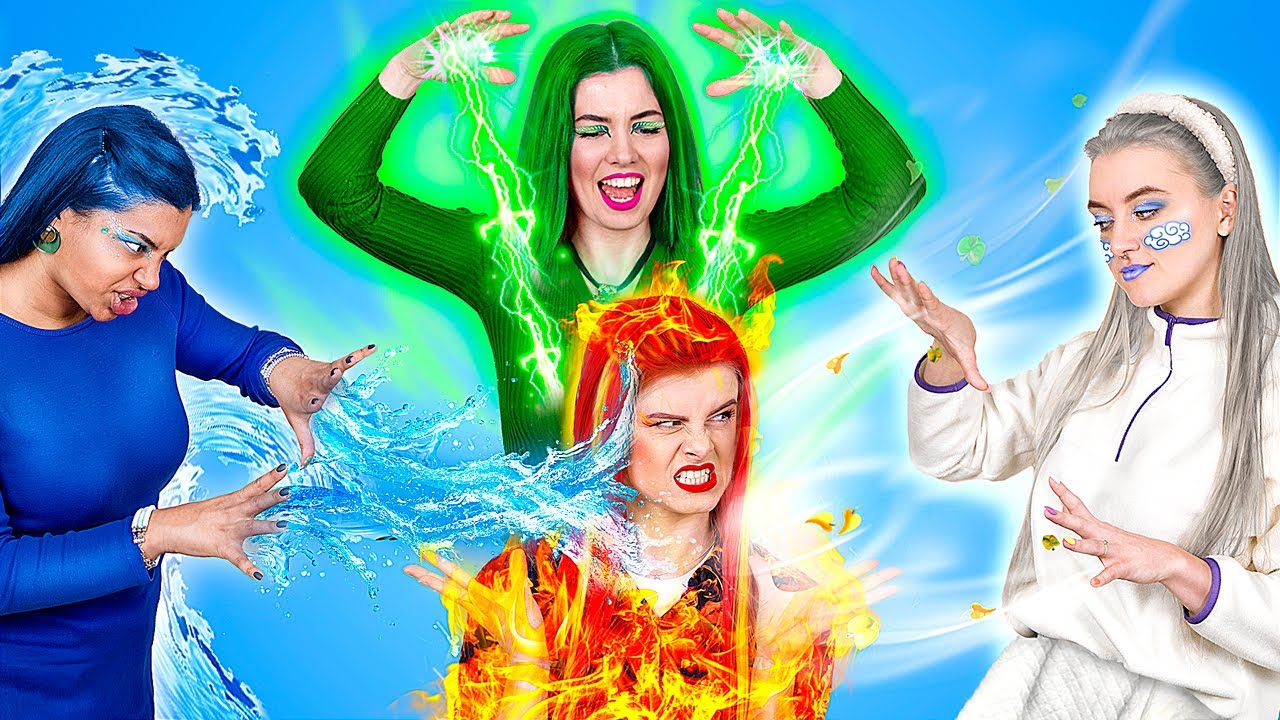 Ateş, Su, Hava ve Toprak Kızlar! Dört Element Şakası - YouTube