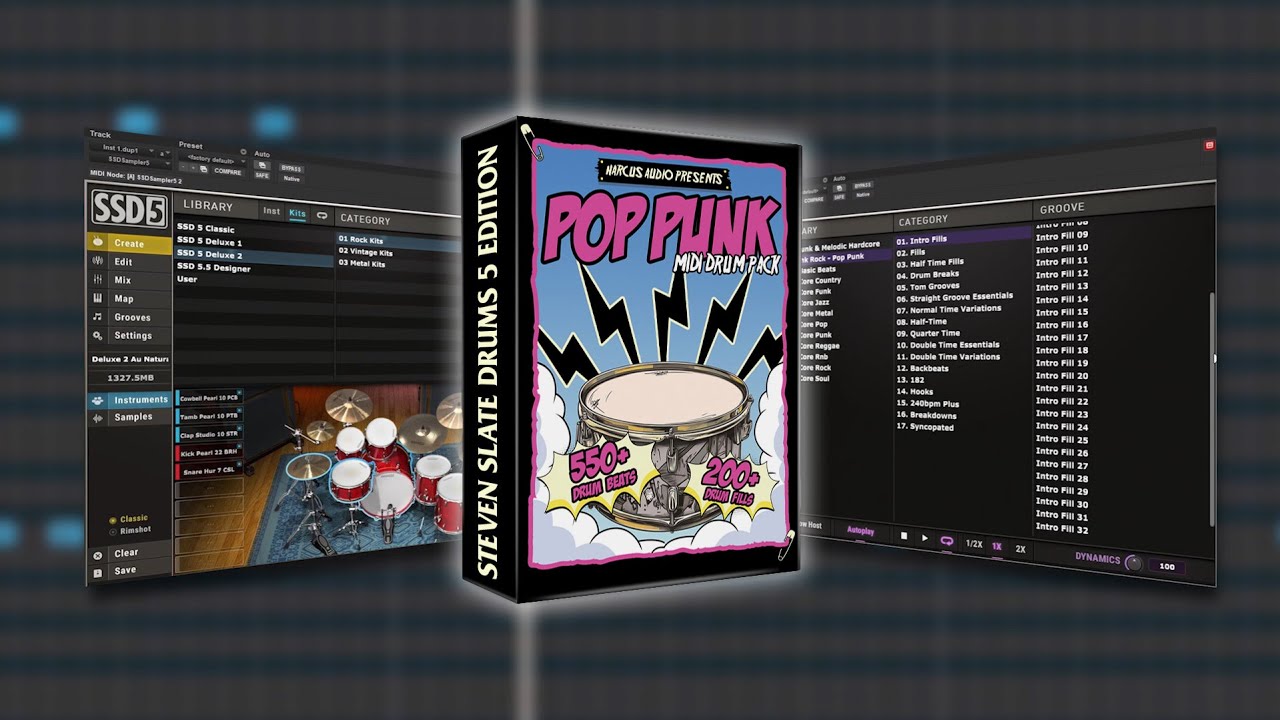 Pop Punk MIDI Pack - A Selection Of Grooves In SSD5 - Pop Punk - YouTube