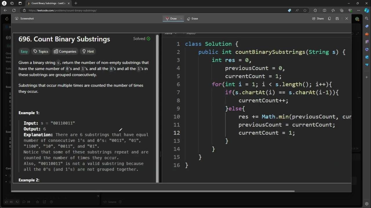 #LeetCode 696 | Count Binary Substrings #Java - YouTube