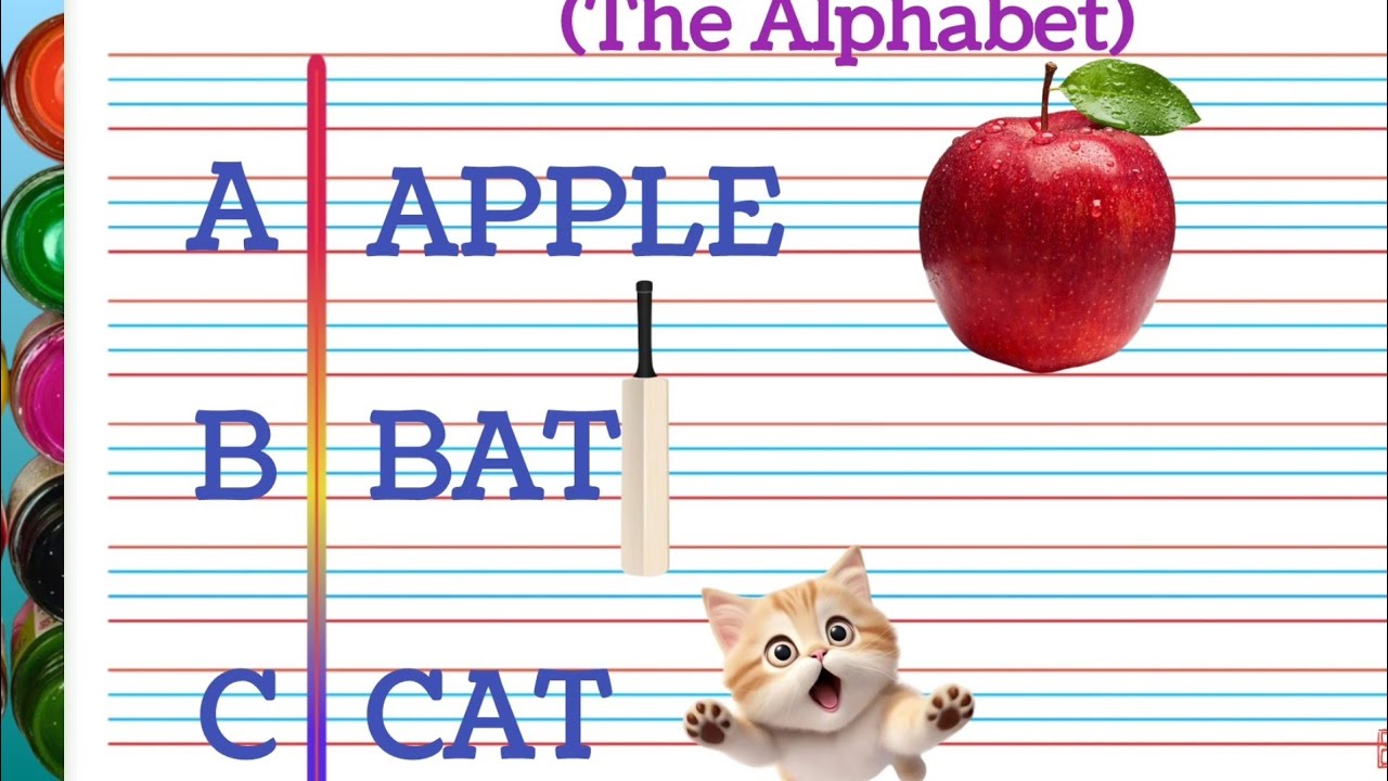 A for apple b for bat with spelling/write abcd to z alphabet with ...