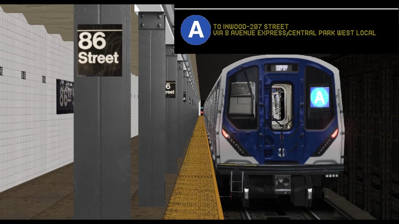 OpenBVE Special: A Train To Inwood-207th Street Via 8th Av Exp/CPW Lcl (R211A)(Weekend G.O ...