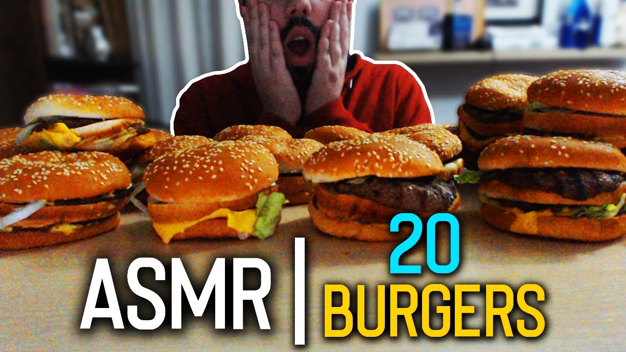 ASMR 20 BURGER KING BURGERS MUKBANG (No Talking) EATING SOUNDS | Flexer ...