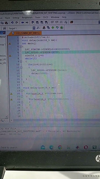 ARM LPC -1768,,led glow program with the help of bit shifting code - YouTube
