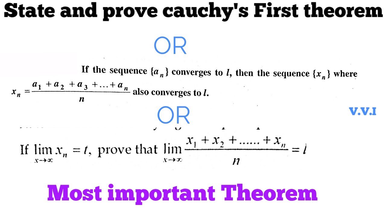 Cauchy First Theorem Proof State And Prove Cauchy S First Theorem On Limit Unique Classes Of
