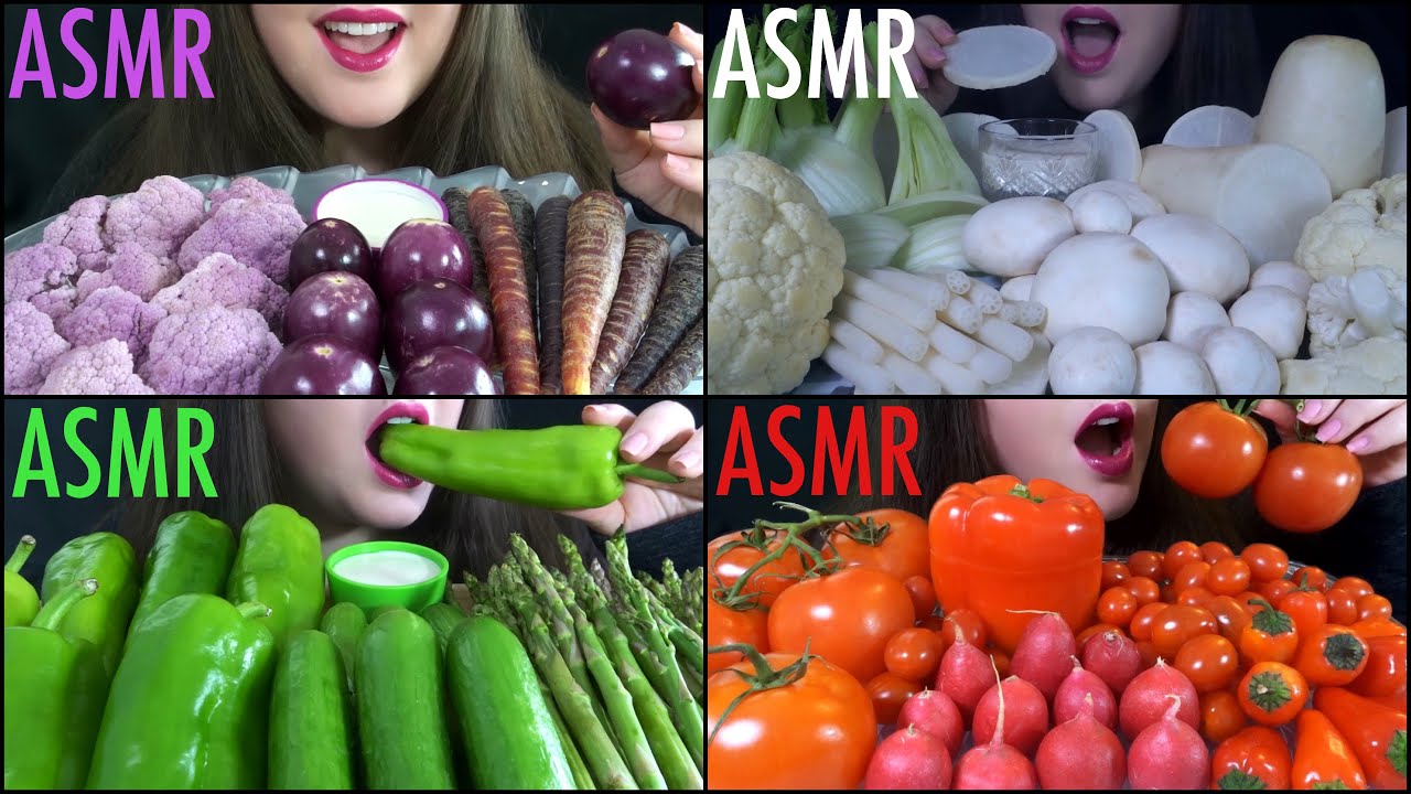 HEALTHY ASMR COMPILATION - Coloured Veggie Platters [Eating Sounds ...