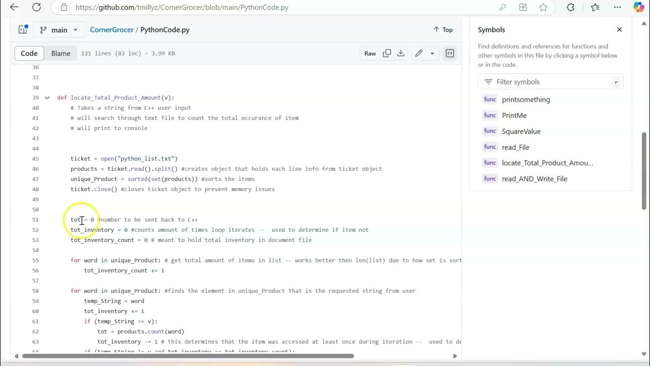 Corner Grocer Code Review for CS499 Module2 - YouTube
