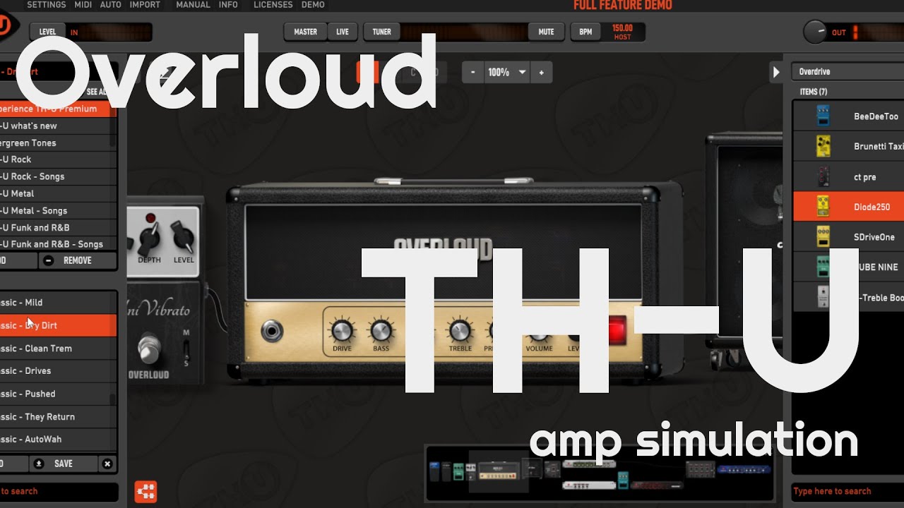 TH-U Amp Simulation by Overloud (No Talking) - YouTube