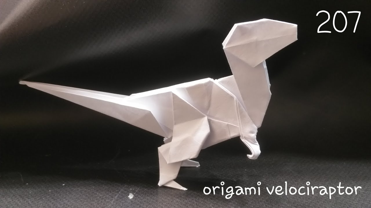 Орігамі велоцираптор динозавр origami velociraptor dinosaur - YouTube