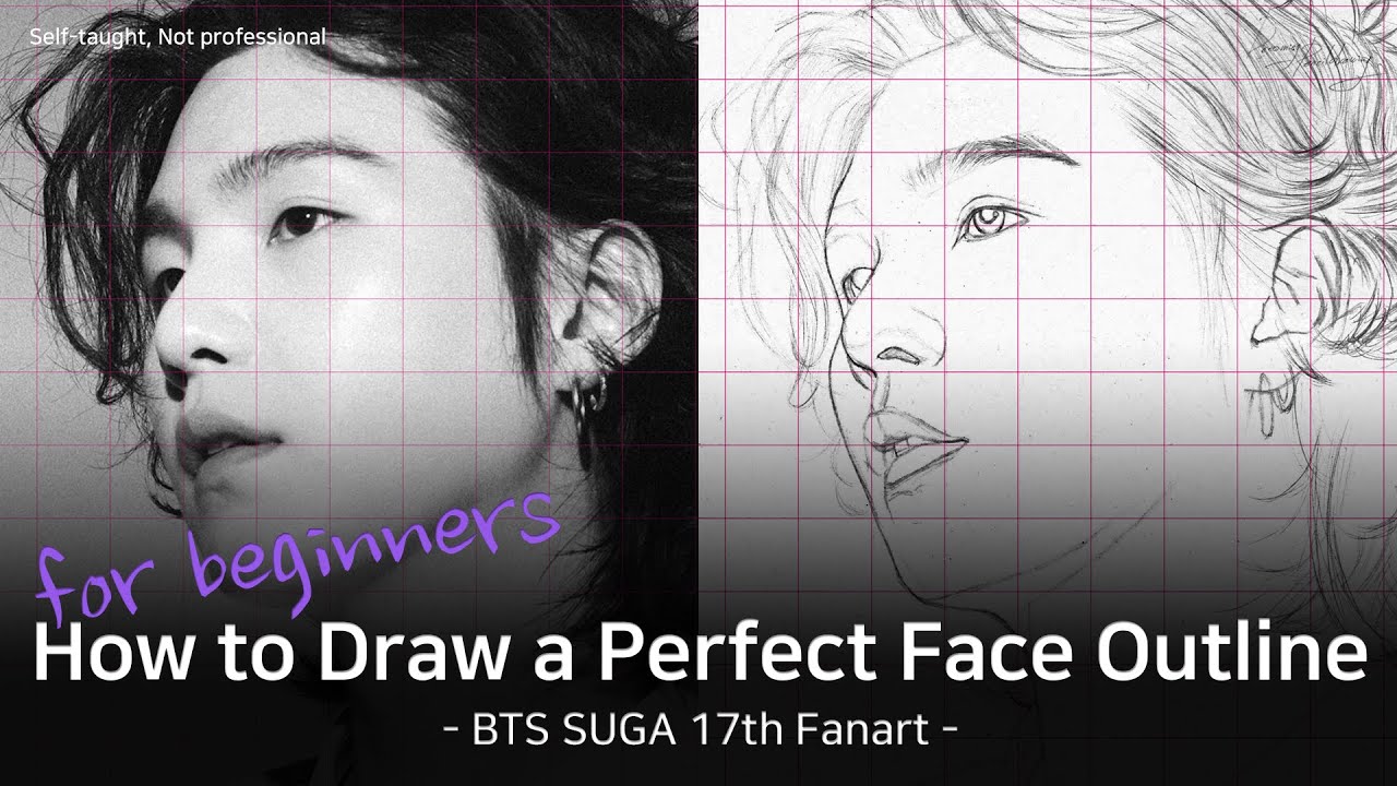 How to Draw a Perfect Face Outline for Beginners(with a grid) / BTS ...