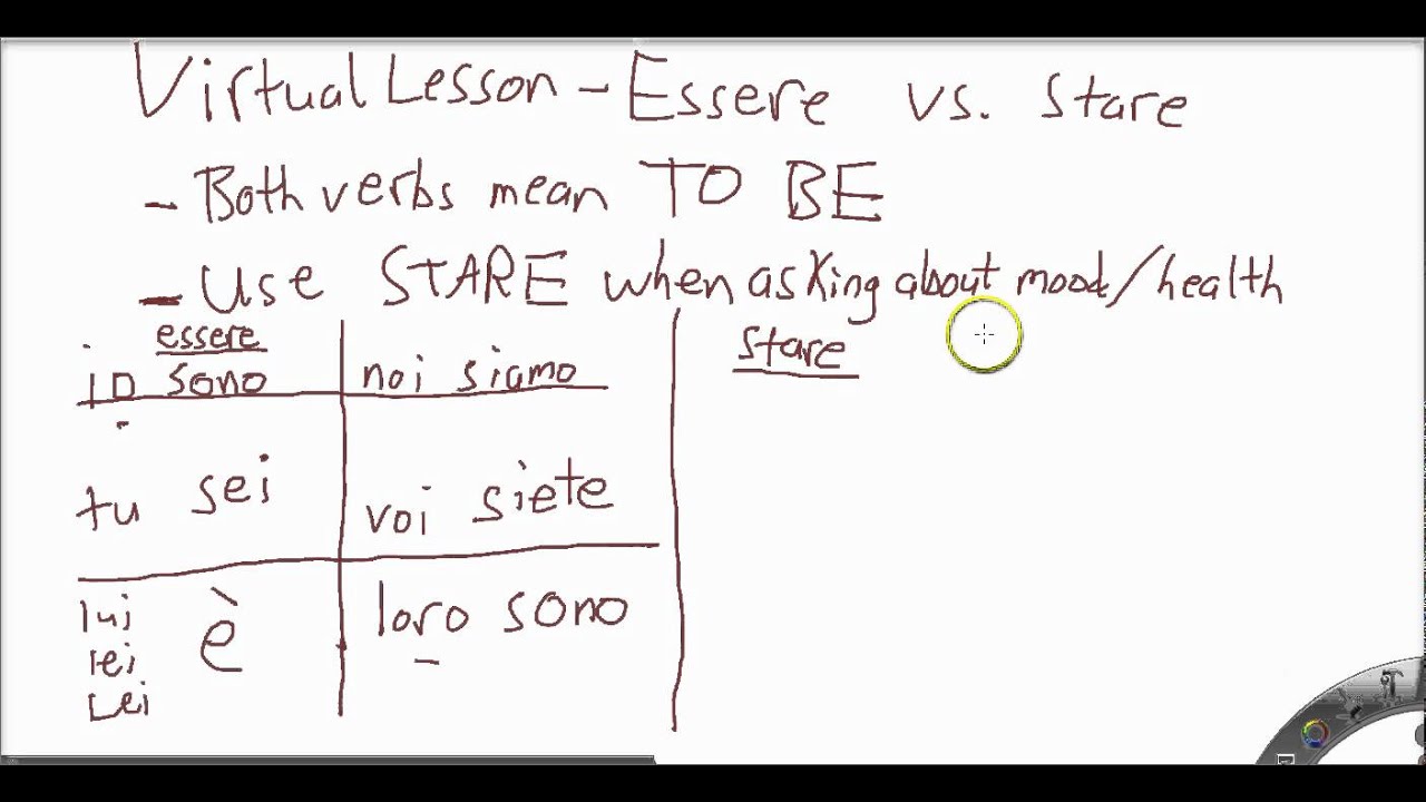 virtual lesson essere vs stare - YouTube