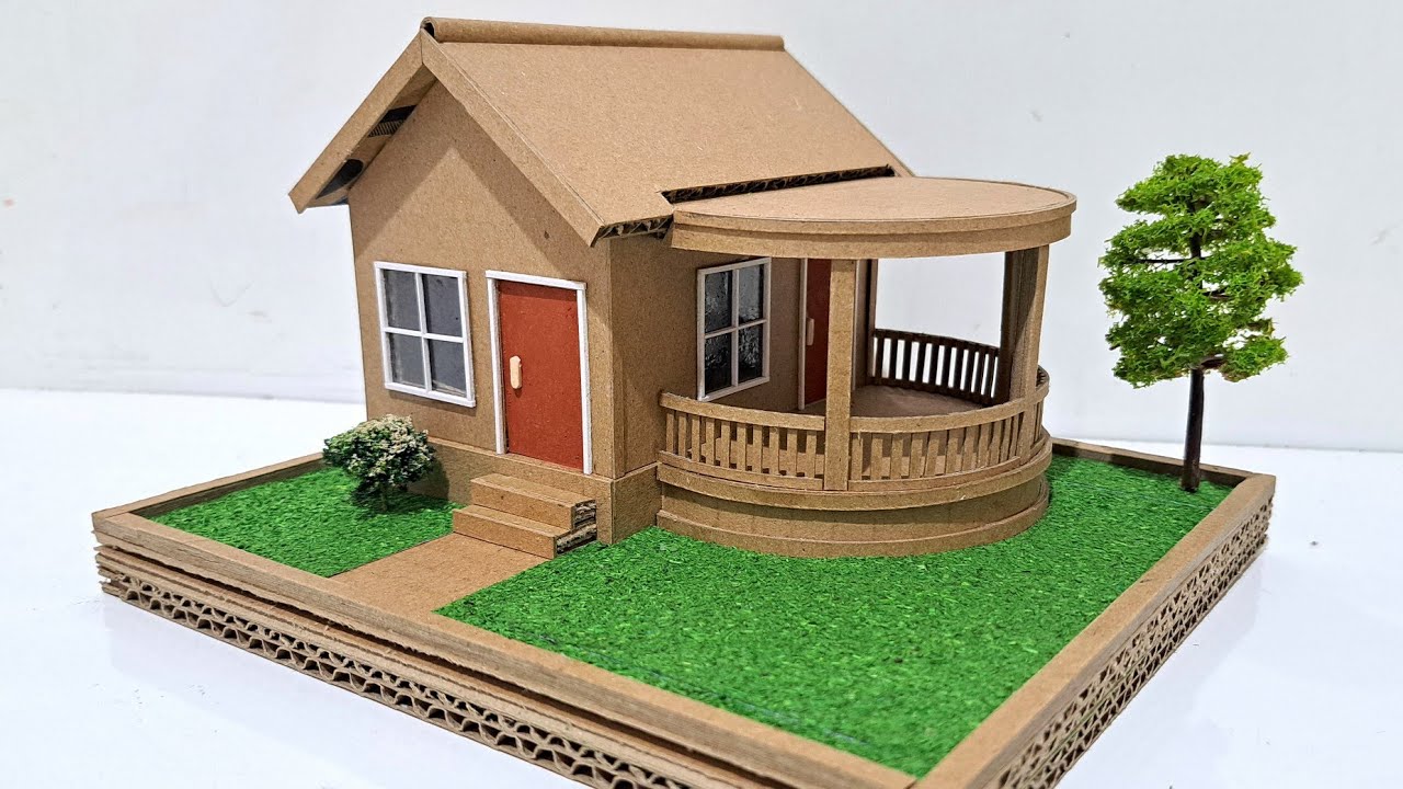 DIY - CARA MEMBUAT MINIATUR RUMAH DARI KARDUS DESAIN RUMAH SEDERHANA ...