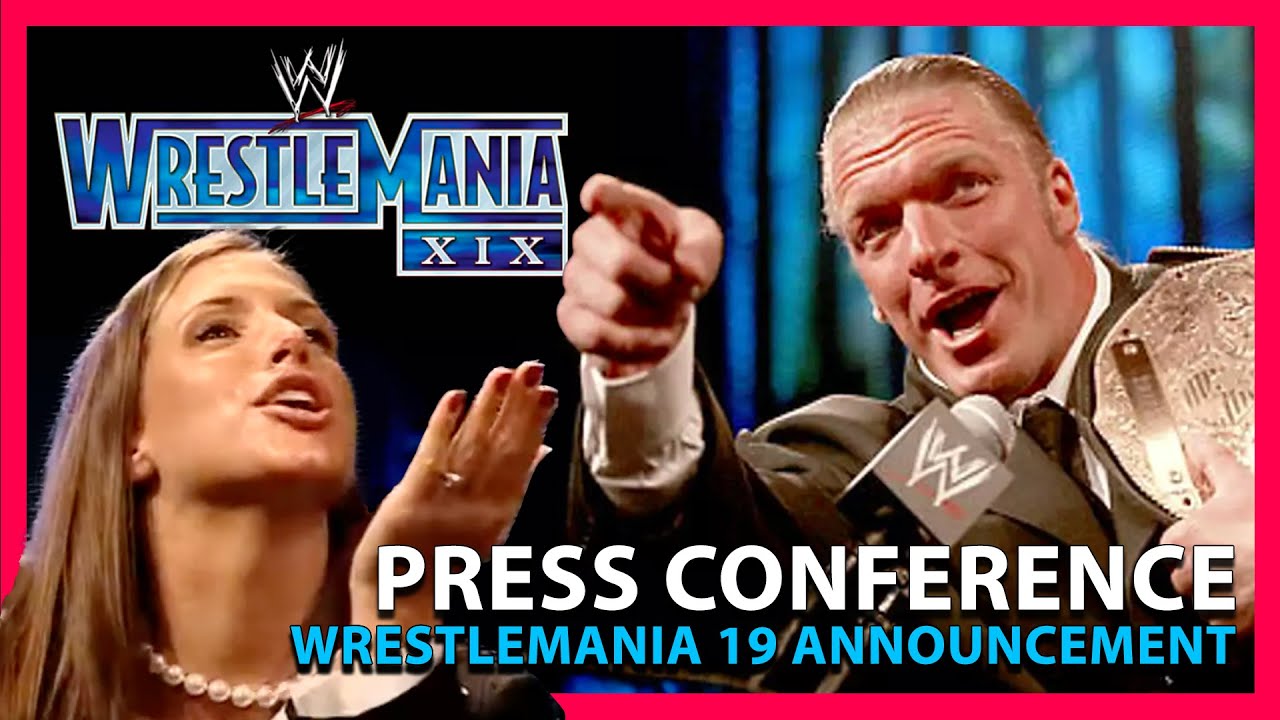 WWE WrestleMania XIX (19) Press Conference FULL (9/24/02) Triple H ...
