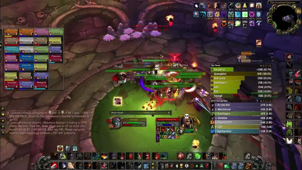 WoW WotLK Classic arms warrior pve Naxxramas 25-man Grand Widow Faerlina kill 3 - YouTube