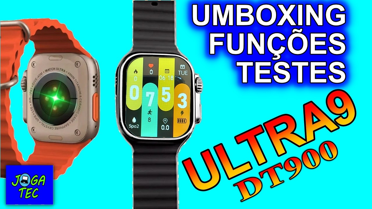 Smart Watch DT900 Ultra 9 BIG Unboxing Funções Testes Configurações e ...