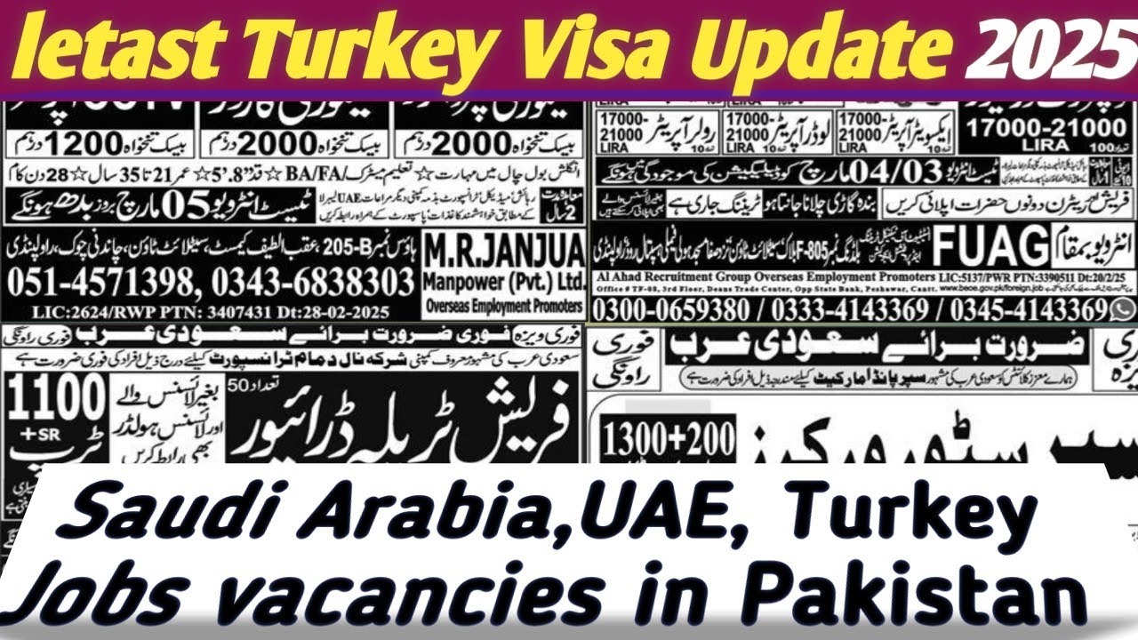 Job Vacancies 2025 in Saudi Arabia,UAE, Turkey | Best Jobs Opportunity ...
