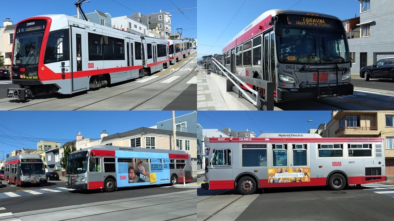 SF Muni L Taraval Buses, Test Trains, and 66 Quintara Buses at Taraval ...