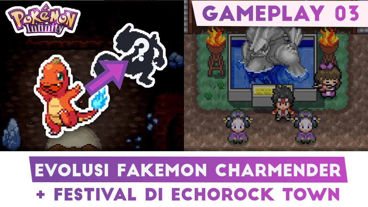 EVOLUSI FAKEMON CHARMENDER + FESTIVAL DI ECHOROCK TOWN - Pokemon ...