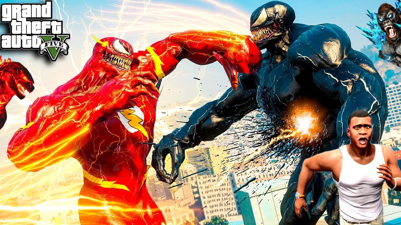 FRANKLIN BECAME GIANT GOD VENOM ( FLASH VENOM+ LAVA VENOM ) IN GTA5 ...