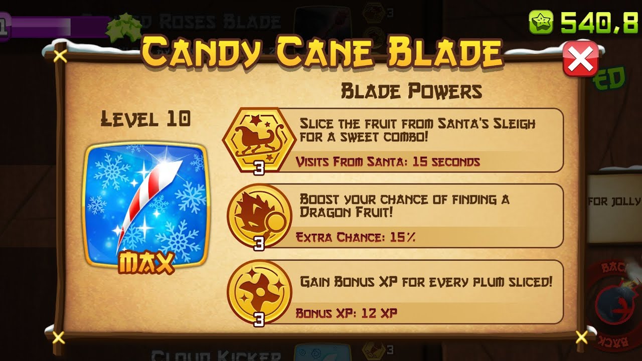 Fruit Ninja Classic - New Blade Power! Candy Cane Blade! - YouTube