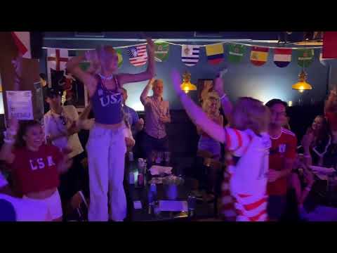 USA soccer fans cheer first goal in World Cup match against Belgium