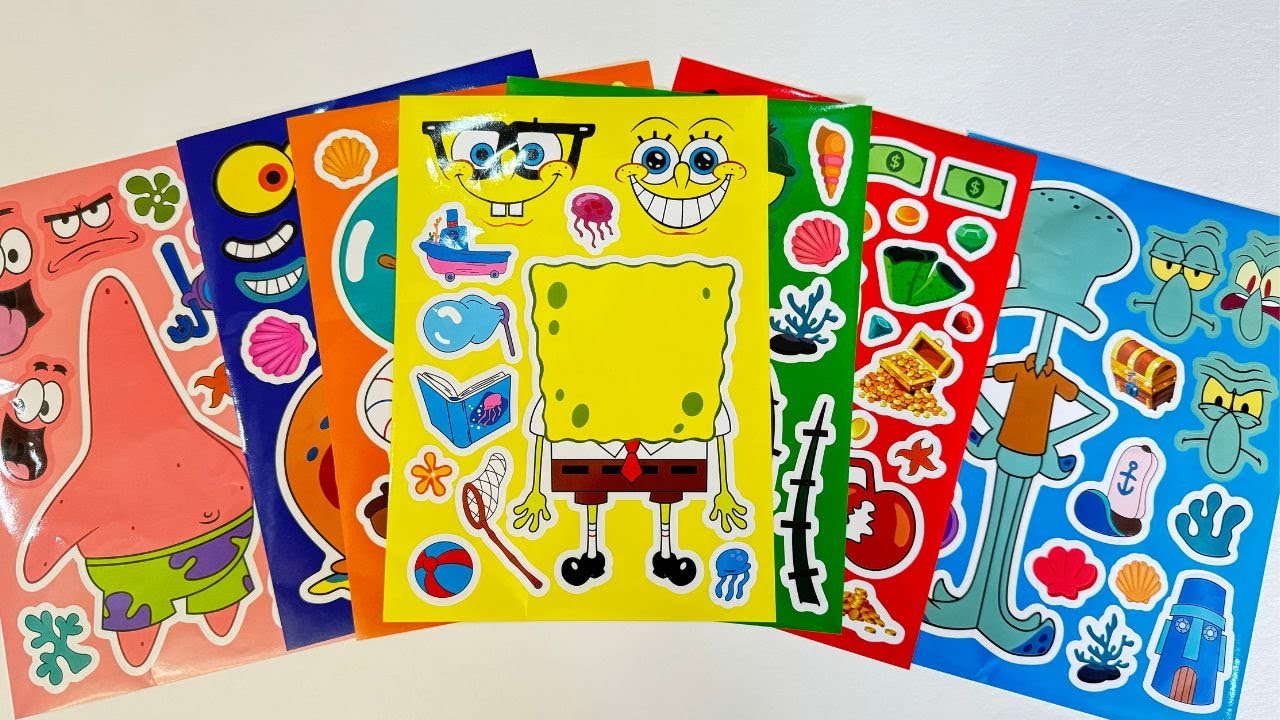 Satisfying with Sticker Book SPONGEBOB SQUAREPANTS, Squidward, Patrick ...