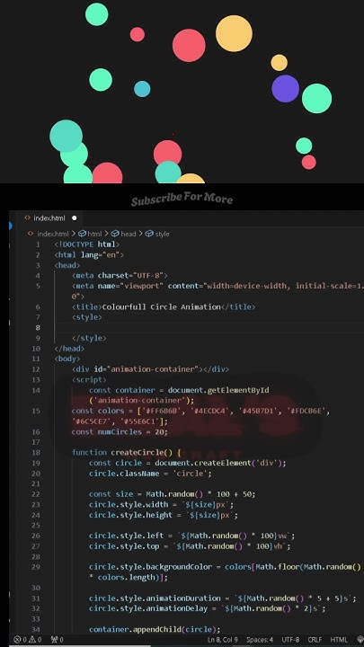 Colorful Circle Animation Html Css Or Js Ytshorts Coding Html Css Htmlcss Javascript