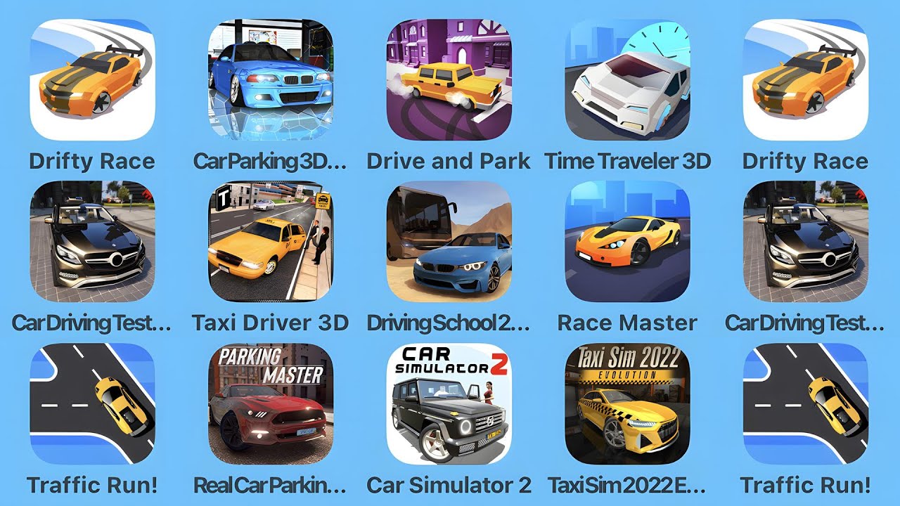 Drift Race, Car Parking 3D, Drive and Park, Time Traveler 3D, Real Car ...