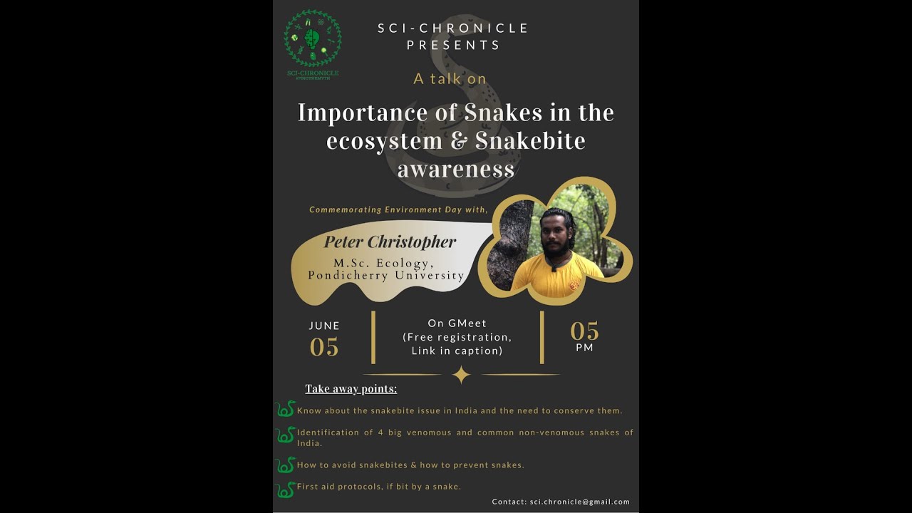 Importance of Snakes in the Ecosystem & Snakebite awareness I Peter ...
